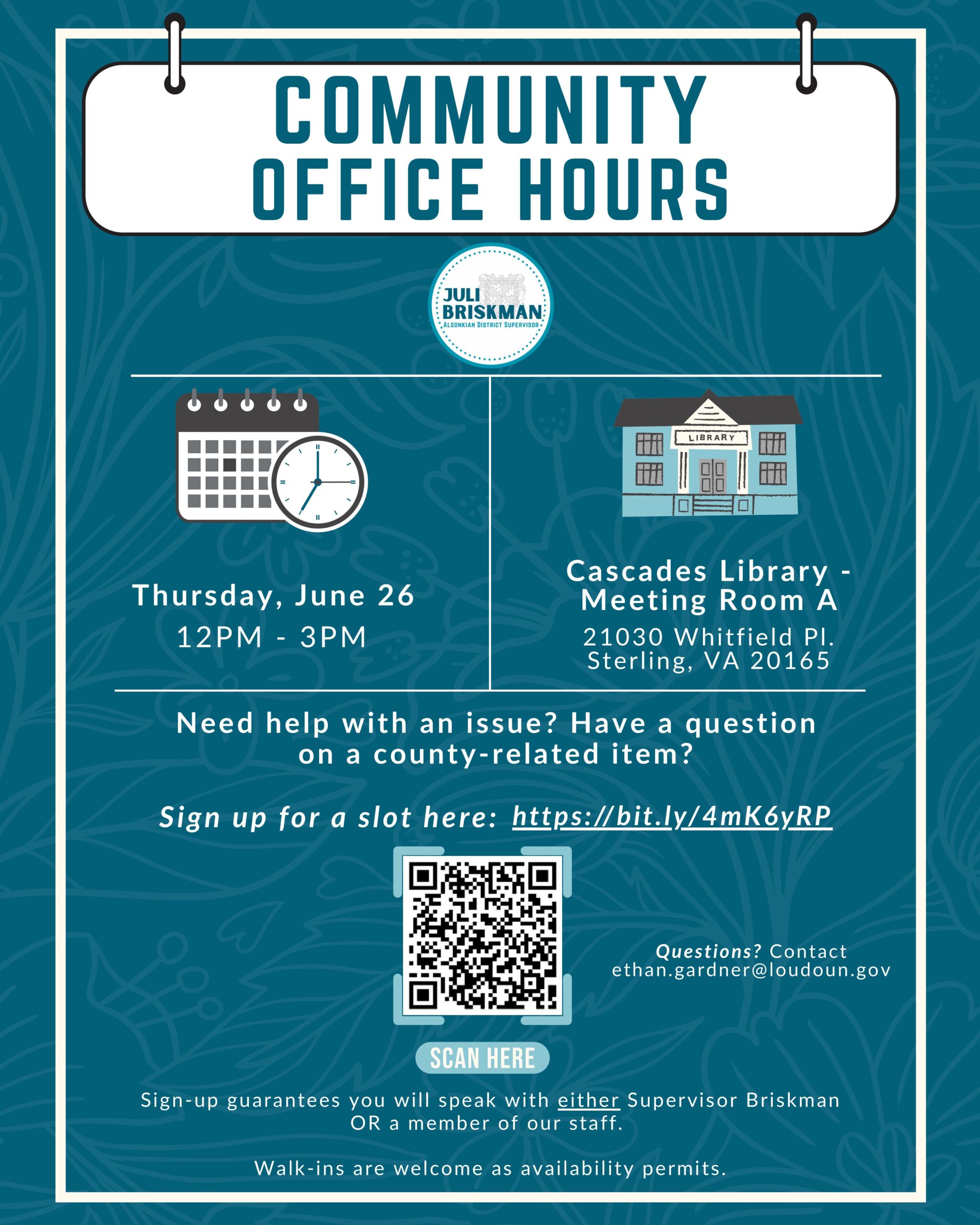 Supervisor Briskman to Hold Office Hours on June 26 – CountrySide